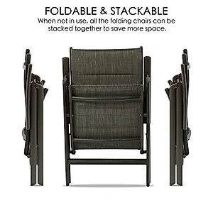 Kozyard Coolmen 2-Pack Outdoor Patio Dining Chair Set - Breathable Textilene Padded, Foldable Deck Chairs for Outdoor Patio (Gray)