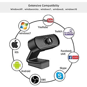 COOLSHARK Webcam with Microphone, 1080P HD Computer Camera, USB Computer Camera for Live Streaming Webcam, Plug and Play Video Calling Webcam, Large Sensor Superior Low Light for Conferencing