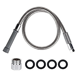 TNROTED 44 Inch Pre Rinse Sprayer Hose with Heat Resistant Handle for Commercial Kitchen Sink Faucet, Stainless Steel Commercial Pre Rinse Kitchen Dish Spray Faucet Hose Replacement Parts