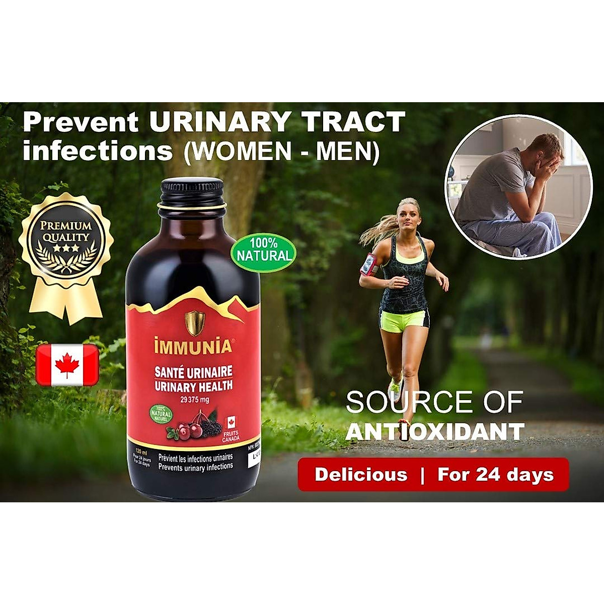 Immunia Urinary Health. Cranberry & Elderberry Concentrate to be Consumed for The Prevention of Urinary Infections. Natural. Delicious. 5 ml/Day. 1-Pack. USA