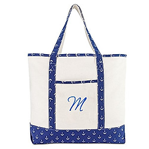 DALIX Large Tote Bag Shoulder Bags Personalized Gifts Ballent Blue Anchor M