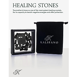 KALIFANO Black Tourmaline Bundle with Calming and Purification Energy - Brazilian Turmalina Negra Schorl Reiki Healing Crystal Used for Protection and Security (Information Card Included)
