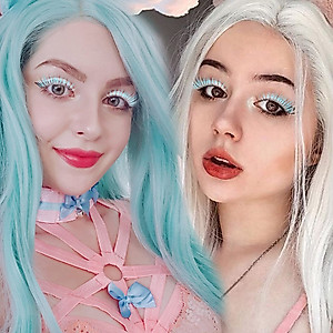 Ruairie White Eyelashes with Laser Silver Colored Lashes False Eyelashes Fluffy Wispy Fake Eyelashes Pack Natural Cat Eye Cosplay False Lashes