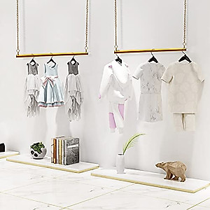 MARTEXBUY 2 Pcs Adjustable Height Clothing Storage Chain Garment Rack, Commercial Wedding Dress Hanging Rack, Ceiling-Mounted Cloth Display Shelf for Home Boutique Clothes Store