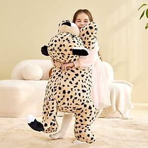 IKASA Giant Cheetah Stuffed Animal Plush Toy,Large Leopard Cute Jumbo Soft Toys,Huge Big Size Plushy Plushie,Gifts for Kids (Brown, 30 inches)