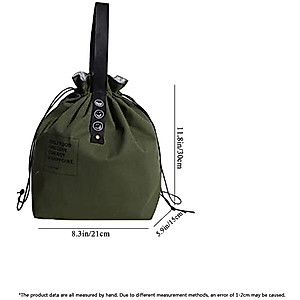 Vikuces Lunch Bag for Kids, Canvas Drawstring Large Insulated Lunch Box Cooler Tote Bags, Adult Reusable Lunch Boxes with Water Resistant for Work, School, Travel and Picnic (Green)