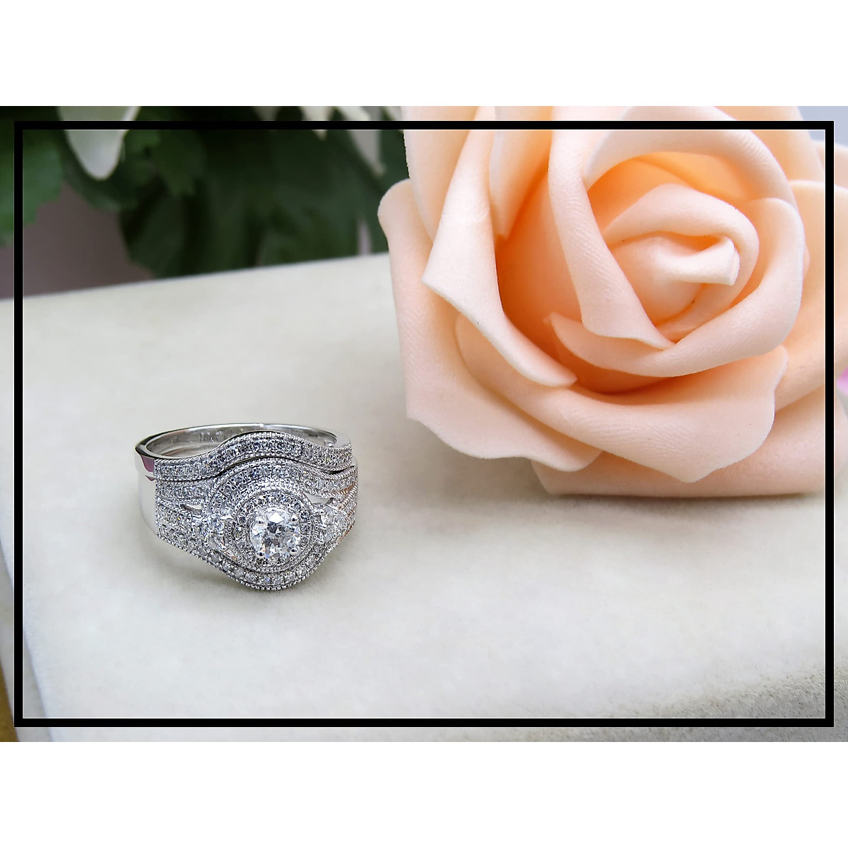 Dazzlingrock Collection 1.00 Carat (Cttw) 14k Round Diamond Women Vintage Engagement Ring Set 1 CT, White Gold, Size 8