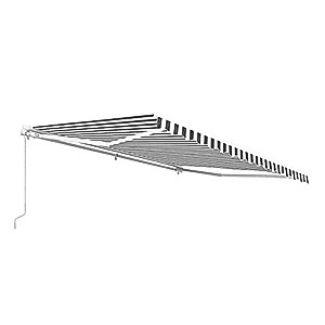 ALEKO Manual Retractable Patio Awning|10' W x 8' L Handle Crank Deck Awning| Polyester Water Resistant Canopy, UV Protection Sun Shade for Yard, Porch, Balcony| Gray-White