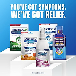 Mucinex Instasoothe Sore Throat Relief, Throat Numbing Spray Starts to Work On Contact, Sore Throat Pain Medicine, Relieves Pain associated with Sore Throat, Cherry Flavor Throat Spray, 3.8 Fl Oz