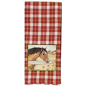 Kay Dee Designs R3776 Grace & Beauty Red Plaid Horses Tea Towel