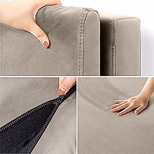 ZINUS Taylor Velvet Upholstered Platform Bed Frame with Split Headboard, Velvet Bed Frame, No Box Spring Needed, Easy Assembly, Latte, Full