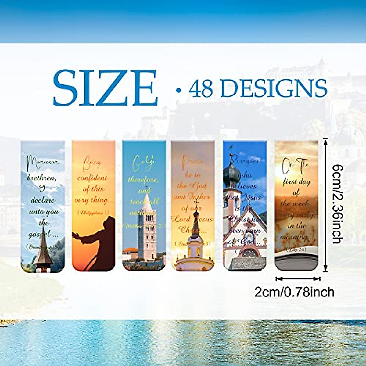 Bible Verses Bookmarks ,Magnetic Book Marks,Christian Bookmarks Religious Christian Gifts Inspirational Quotes Bookmark for Reading Rewards, Church Supplies, Giveaways for Sunday School (48 Pieces)