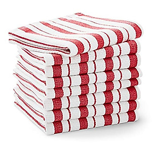 Williams-Sonoma Classic Striped Dishcloths, Dishrags, Claret Red (Set of 8)