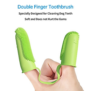 Pijaborg 2 Pack Toothbrush for Dog, Finger Toothbrush Kit, 135ºSurround Bristles for Easy Teeth Cleaning, Double-Finger Toothbrush Dental Care for Puppies, Cats and Small Pets