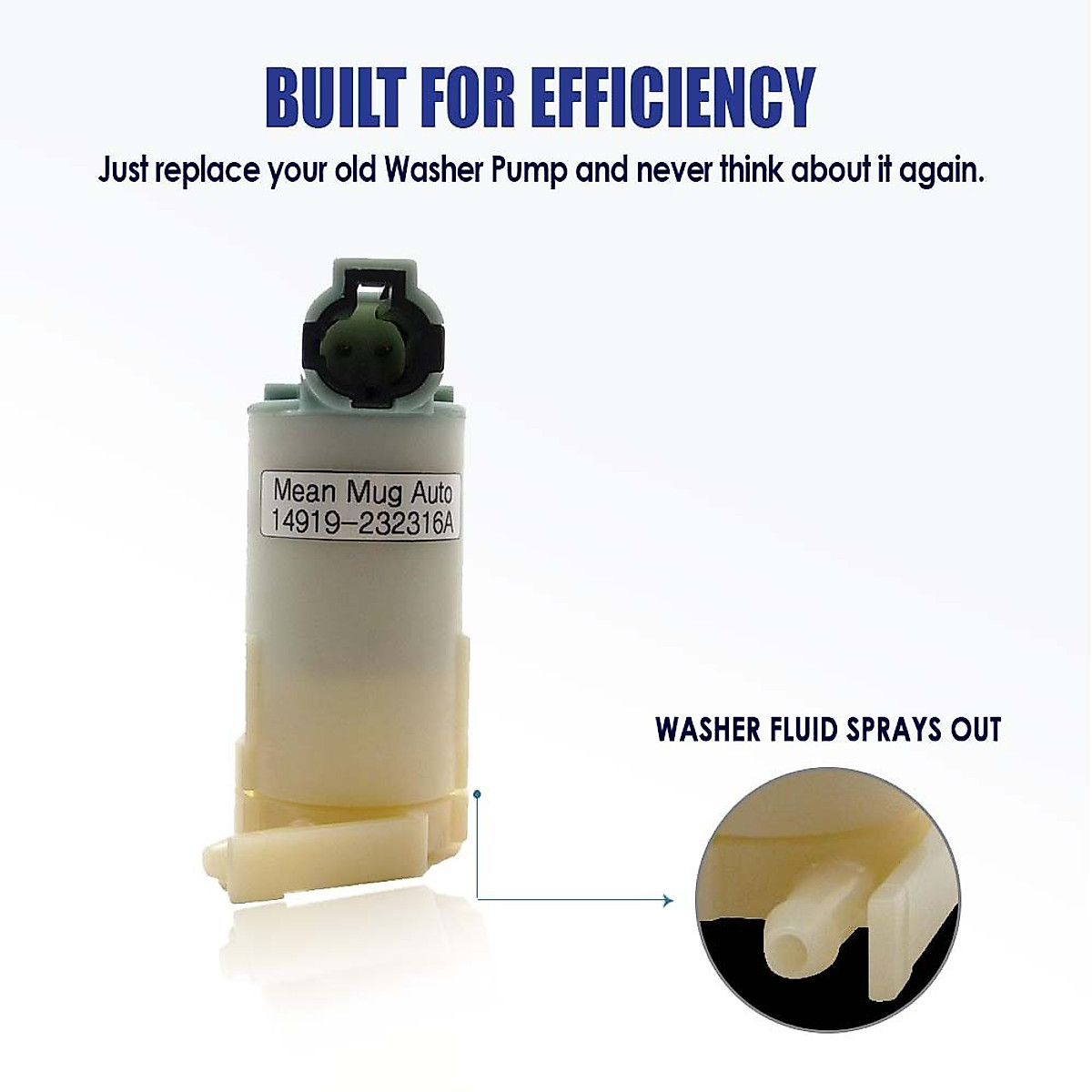 14919-232316A Windshield Washer Pump w/Grommet - Washer Motor Compatible with Nissan, Infiniti - Replaces OEM #: 289203Z000, 2224620-A, 2224643-A, 6731