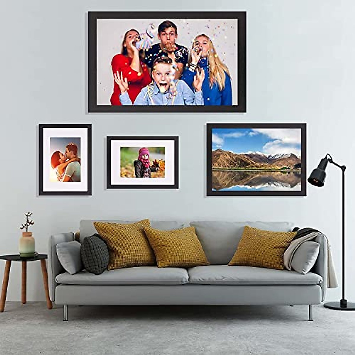 RUN HELIX A3 Frame 2 Pack Solid Wood Picture Frame, Display Pictures A4 with Mat or 11.7x16.5 Inch Without Mat, with High Definition Plexiglass, Horizontal and Vertical Formats for Wall
