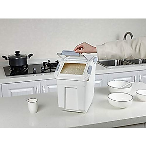 Rice Storage Container with Wheels Seal Locking Lid PP((507.27oz / 3.96gal / 80cup / 15L),Pack-2)