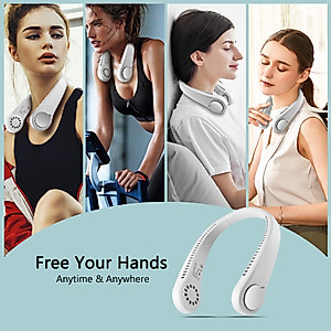 Cooperwin Neck Fan Portable Rechargeable Personal Fans Cooling Wearable Fan, Bladeless Fan Around The Neck, Neckband Fan with 3 Speeds Low Noise, Headphone Design Hands Free Sports Fan