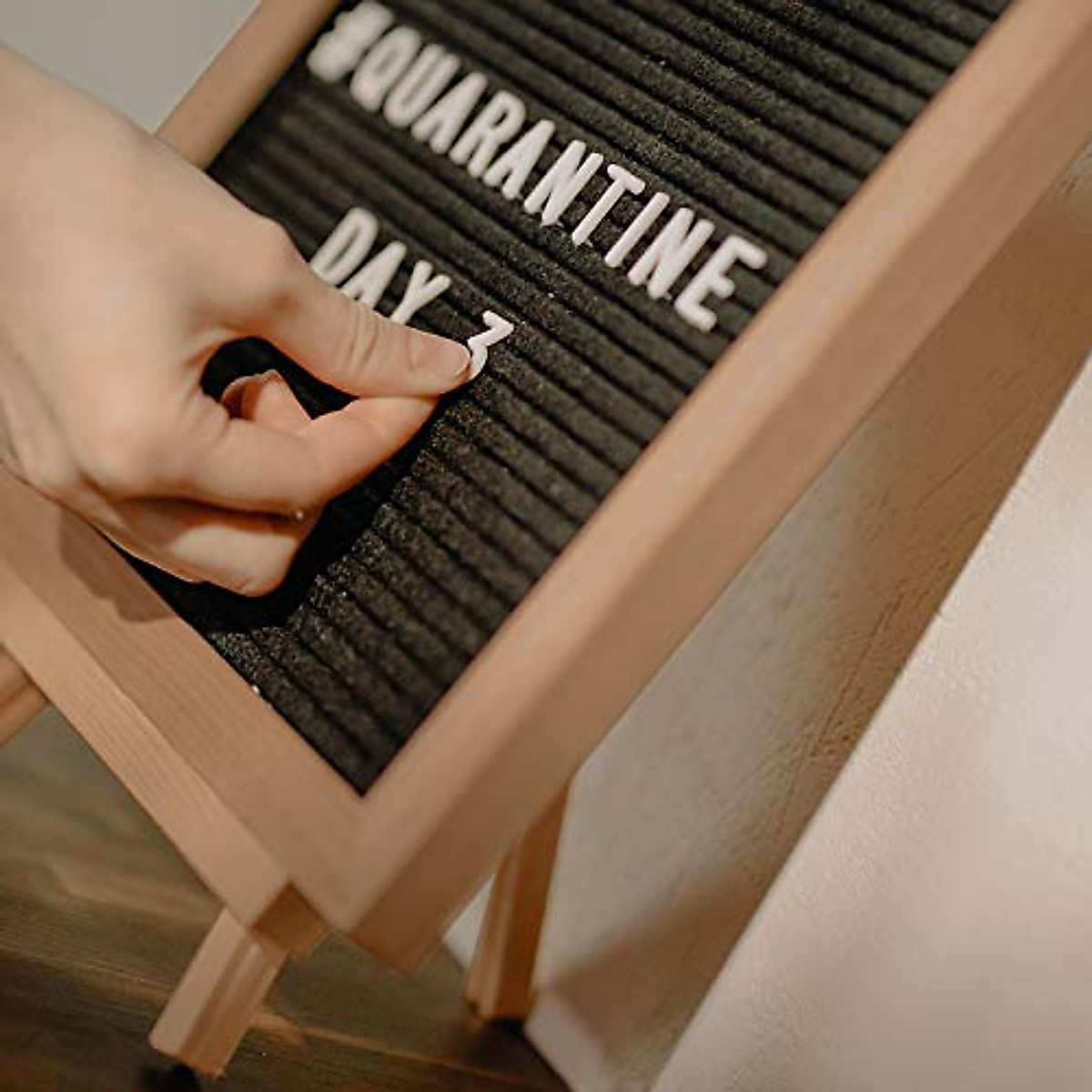 ABELL Felt Letter Board Include 680 Pre-cut Letters, 10x10 Inches Message Changeable Board for Farmhouse Office Rustic Home decor