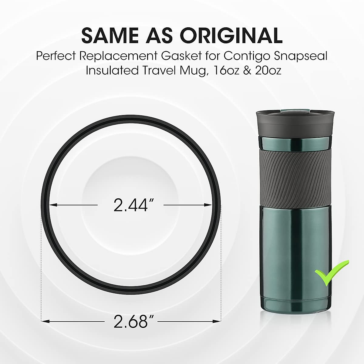AIEVE Replacement Gasket Compatible with Contigo Snapseal Byron Travel Mug 16oz & 20oz, Silicone Lid Seal Replacement for Contigo Snapseal(4 Pack)