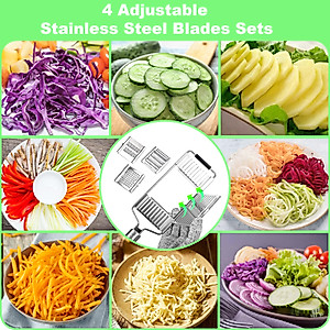 Suuker Vegetable Slicer Set,Stainless Steel Cheese Grater & Vegetable Chopper with 4 adjustable Blades for Vegetables, Fruits,Hand-held Shredder Cutter Grater Slicer