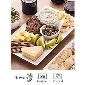 DOWAN 12" Rectangle Plates Set of 4 & 14" Serving Platter Set of 3