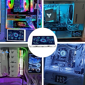 Yunseity 3.5in Computer Temp Monitor, USB Mini Screen AIDA64 PC CPU Data Monitor, PC Temperature Display, PC Sensor Panel for PC Computer Case Secondary Screen (White)