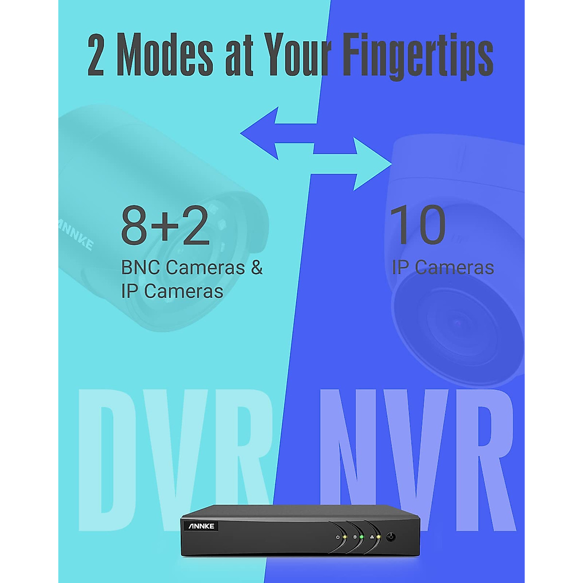 ANNKE 3K Lite 8 Channel Hybrid 5-in-1 Security Digital Video Recorder, H.265+ Surveillance DVR Supports 8CH Analog and 2CH 6MP IP Cameras, Remote Access, AI Human&Vehicle Detection, 1TB Hard Drive