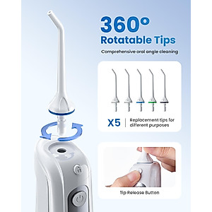RENPHO Water Dental Flosser Teeth Cleaning, Cordless Oral Irrigator 300ML Portable Rechargeable Electric Waterflosser with 4 Modes 5 Jet Tips, IPX7 Waterproof, USB, Teeth Cleaner Pick for Home Travel