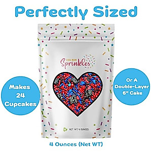 COOL MOM SPRINKLES Red And Blue Sprinkles (4 oz.) – Themed Birthday Sprinkles for Decorating Cakes, Cupcakes, Cookies & Desserts – Mixed in the USA/Gluten-Free