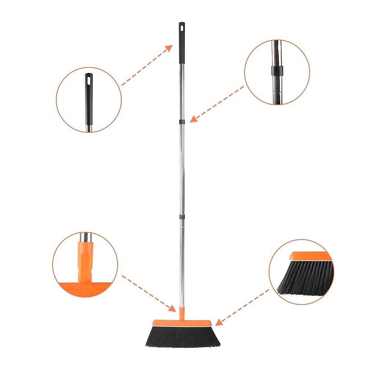 FGY Broom and Dustpan Set for Home, 53" Broom with Dustpan Combo Set, Broom Dust Pan with Long Handle for Indoor Kitchen Lobby Office Garage Floor Sweeping