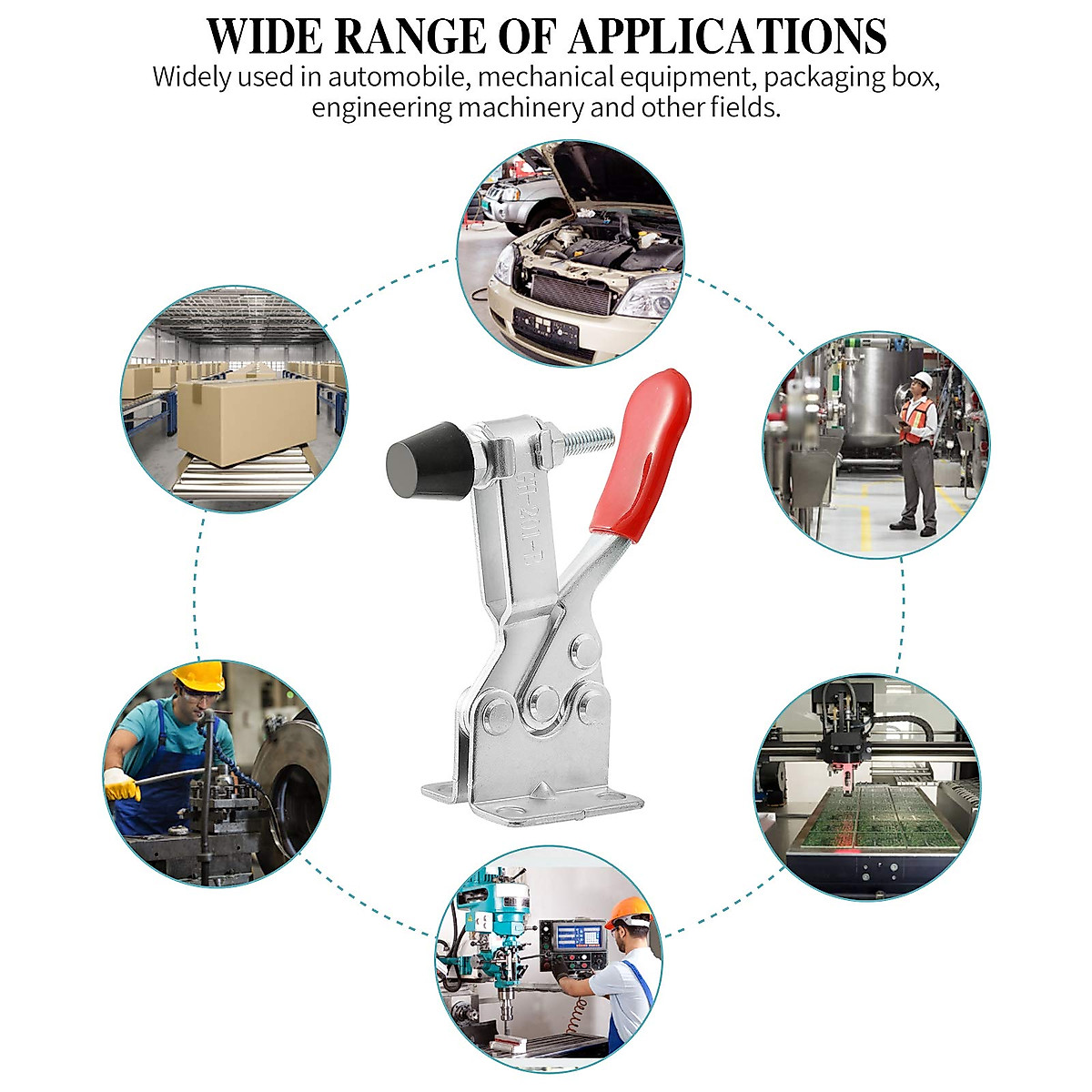 Anndason 6 PCS Hand Tool Toggle Latch Clamp 201B,220 Lbs Holding Capacity Horizontal Clamp Horizontal Quick Release Toggle Clamp (6 PCS 201B)