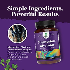 Pure Magnesium Glycinate 400mg Per Serving - Vegan High Absorption Chelated Magnesium Capsules for Women & Men with Elemental 400mg for Mood Sleep and Relaxation Support - 45 Servings