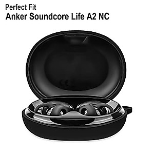 Geiomoo Silicone Carrying Case Compatible with Anker Soundcore Life A2 NC, Portable Scratch Shock Resistant Cover with Carabiner (Black)