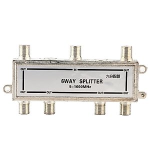 6 Way Splitter, Zinc Alloy 6 Way Coax Cable Splitter 5-1000MHz CATV TV Antenna Coaxial Signal Split