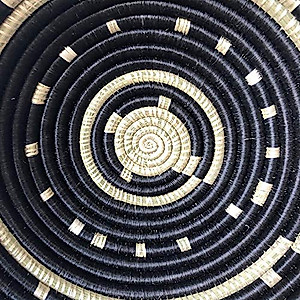 African Basket- Kigufi/Rwanda Basket/Woven Bowl/Sisal & Sweetgrass Basket/Black, White, Sweetgrass