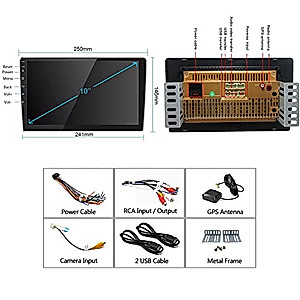 Double Din Car Stereo 10 Inch Capacitive Touch Screen Radio with Carplay and Android Auto,GPS Navigation,WiFi,Fm/RDS Radio,with Backup Camera,1+16g