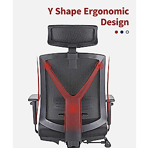 CLATINA Ergonomic High Mesh Swivel Executive Chair with Adjustable Height Head Arm Rest Lumbar Support and Upholstered Back for Home Office