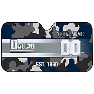 Dallas Car Windshield Sun Shade Personalized Custom Any Name and Number Gifts