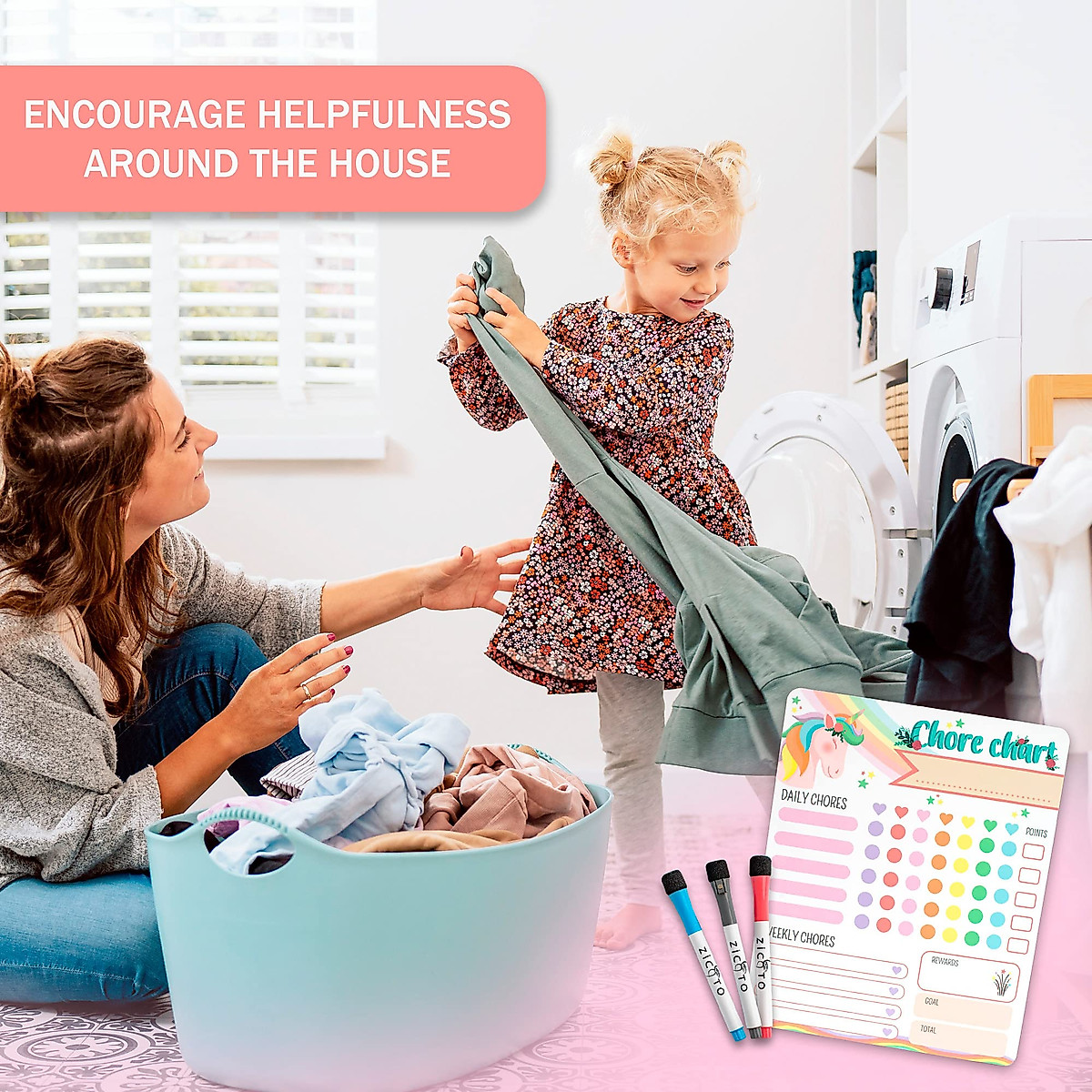 Magnetic Dry Erase Chore Chart for Kids - Perfect to Motivate Your Kids - Simplified 9” x 11” Reward and Behavior Chart for Your Fridge - Teach Responsibility at Home in a Motivating and Simple Way