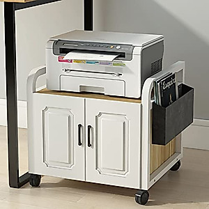 Printer Table Printer Cabinet Printer Stand 2 Tiers Office Movable Laser Printer Copier Stand Cart Under Desk Rolling Table File Cabinets Fax A4 Paper Organizer Shelf for Home Office Storage & Organiz