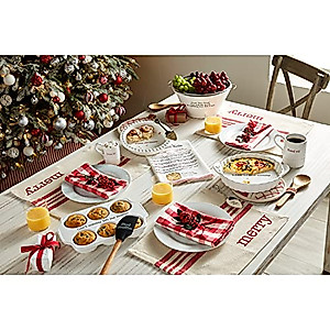 Mud Pie Circa Muffin Tray and Spatula Set, White, 12" x 8"