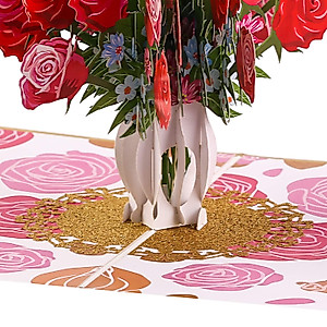 TRUANCE Pop Up Card, Greeting Card, Rose Bouquet Flowers, For Mother's Day, Fathers Days, Anniversary Card, Birthday Card, Love Card, Valentine Cards, Thank You Card, All Occasions