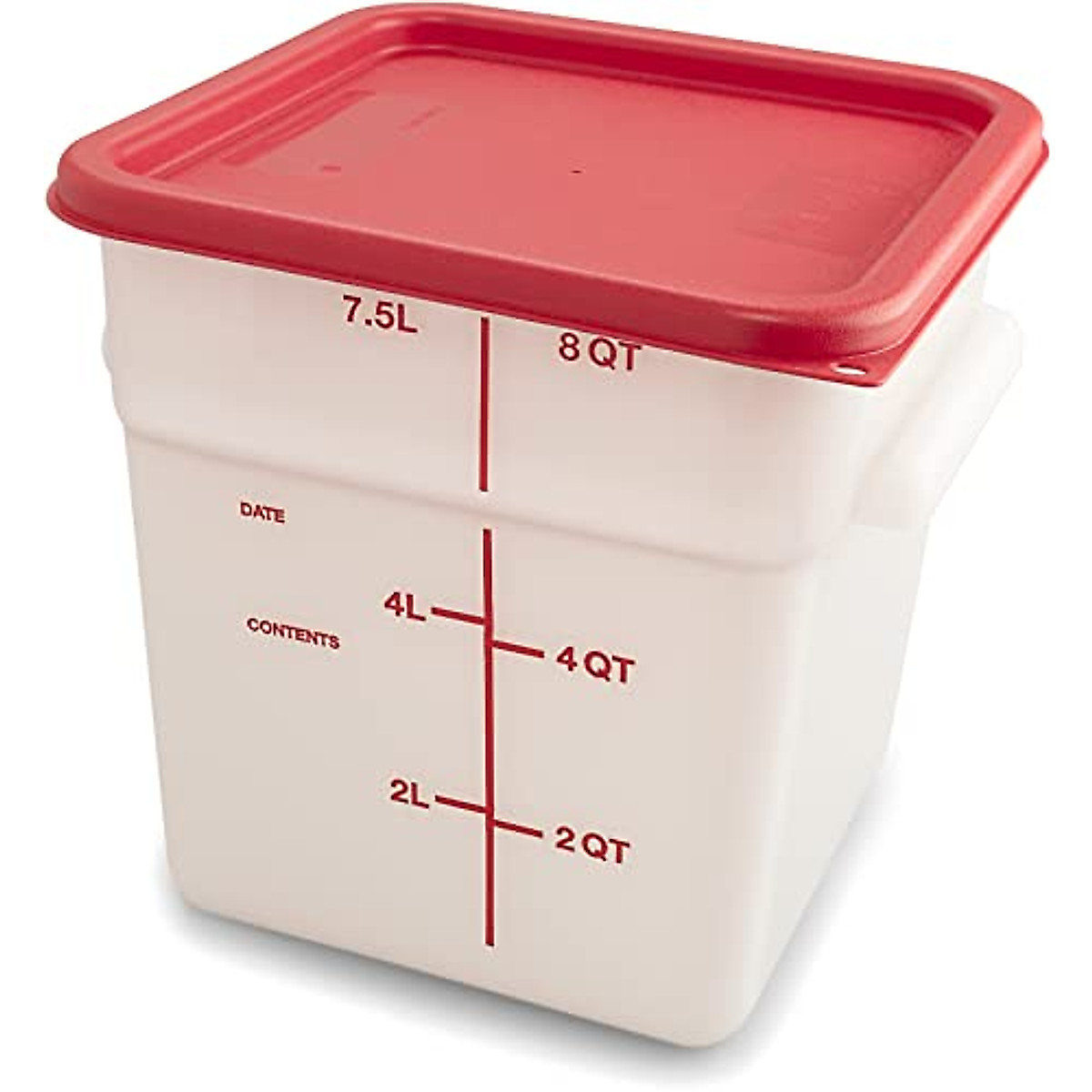 Carlisle FoodService Products Squares Square Food Storage Container with Stackable Design for Catering, Buffets, Restaurants, Plastic, 8 Quarts, White