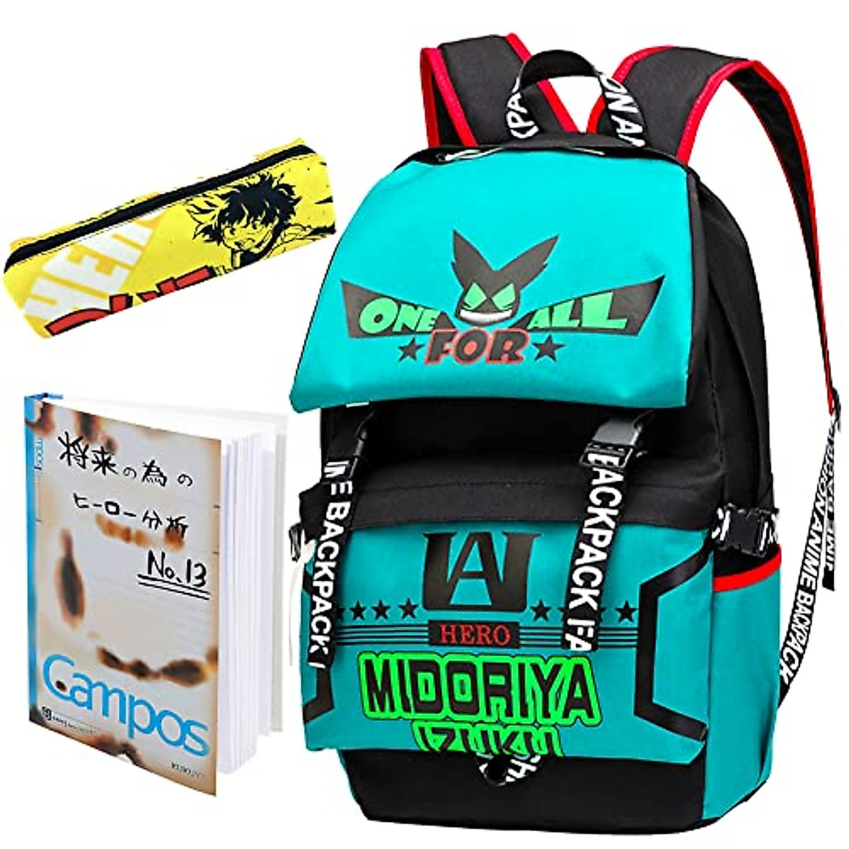 Izuku Midoriya Backpack My Hero Backpack Deku Backpack with Izuku Journal Notebook