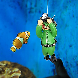 4 Pack Floating Fish Tank Decorations，Cute Little Diver Aquarium Decoration Cartoon Fish Playmate with Floating Device Fish Tank Accessories