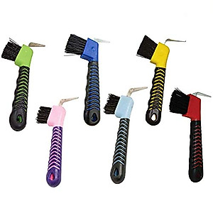 Horse Hoof Pick Brush with Soft Touch Rubber Handle,Portable Hoofpick(Random Colors 2 Pieces)