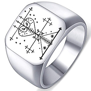 Engraved Loa Veve of Maman Brigitte Silver Stainless Steel Men's Womens Goddess of Life Ring