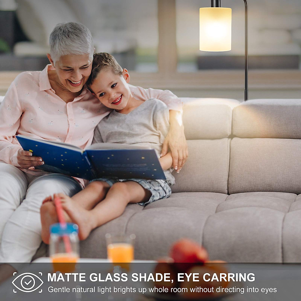 Industrial Floor Lamp,4 Color Tempratures Farmhouse Lamp with Remote & Foot Control, Rustic Standing Lamps with Hanging Jade Matte Glass Shade for Living Room,Bedrooms(9W Led Bulb Included),Black