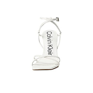 Calvin Klein Women's TEGIN Heeled Sandal, White, 8